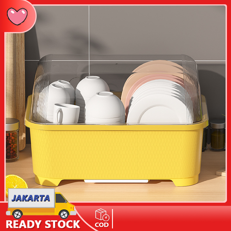 Jual Rak Pengering Air Mangkok Rak Piring Plastik Dengan Tutup Rak ...