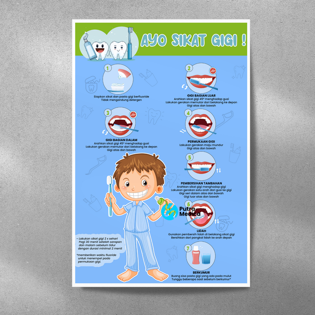 Jual Poster Kesehatan Ayo Sikat Gigi A3+ / Gambar Edukasi Menjaga ...