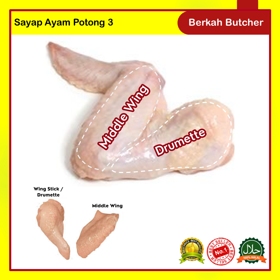 Jual Sayap Ayam Potong 3 Wing Stick Drumette Middle Wing - Berkah ...