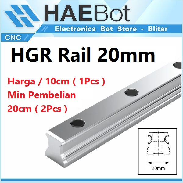 Jual [HAEBOT] Linear Guide Rail HGR20 HGR 20 20mm 10cm Rel CNC Laser CO2 Router Milling Plasma ...