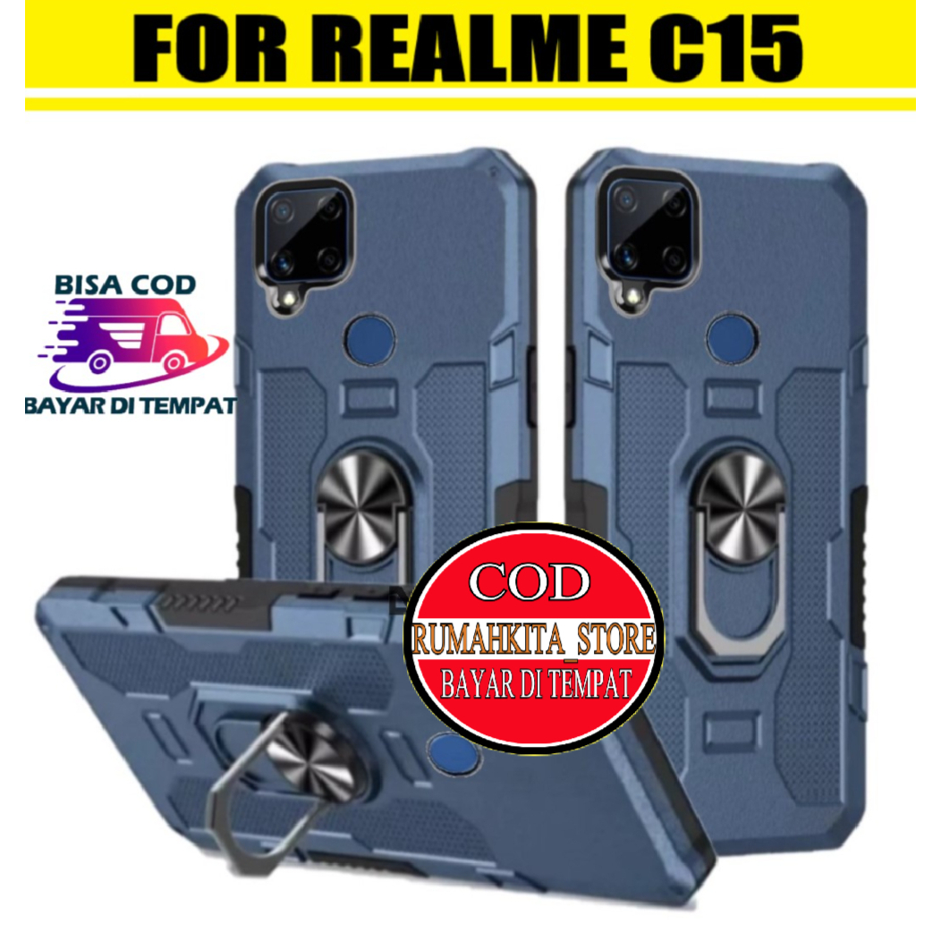 Jual Case REALME C15 NEW Soft Case Robot Hit EYE Ring Standing Hard ...