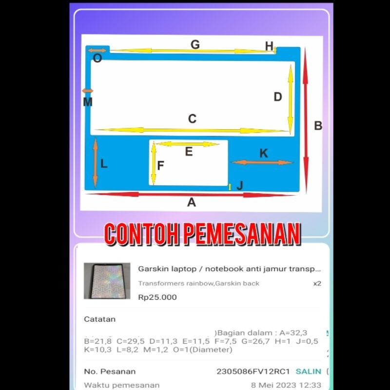 Jual Garskin Laptop/netbook bagian dalam/keyboard custom ukuran ...