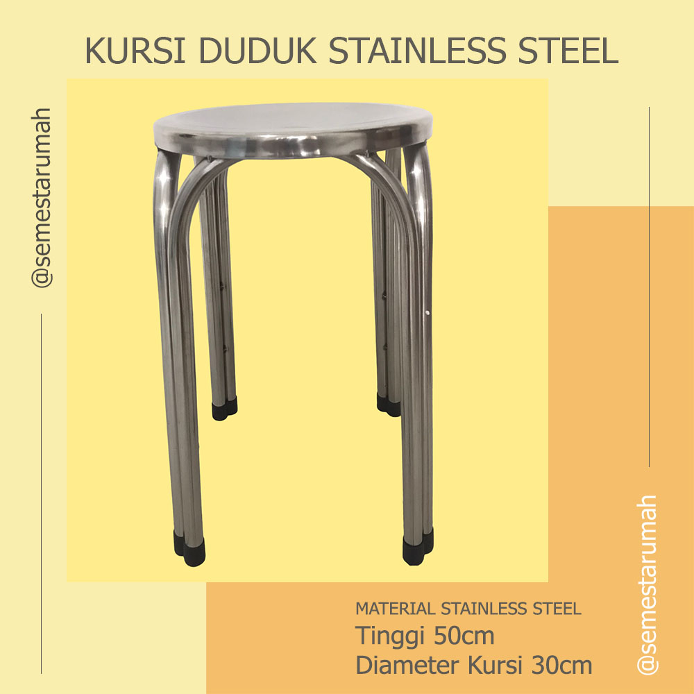 Jual Kursi Duduk Bulat Stainless Steel Kursi Bakso Warung Kursi Anti ...