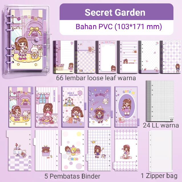 Jual Zumoo Princess Art Binder SET PVC A6 Full Color Paper Planner ...