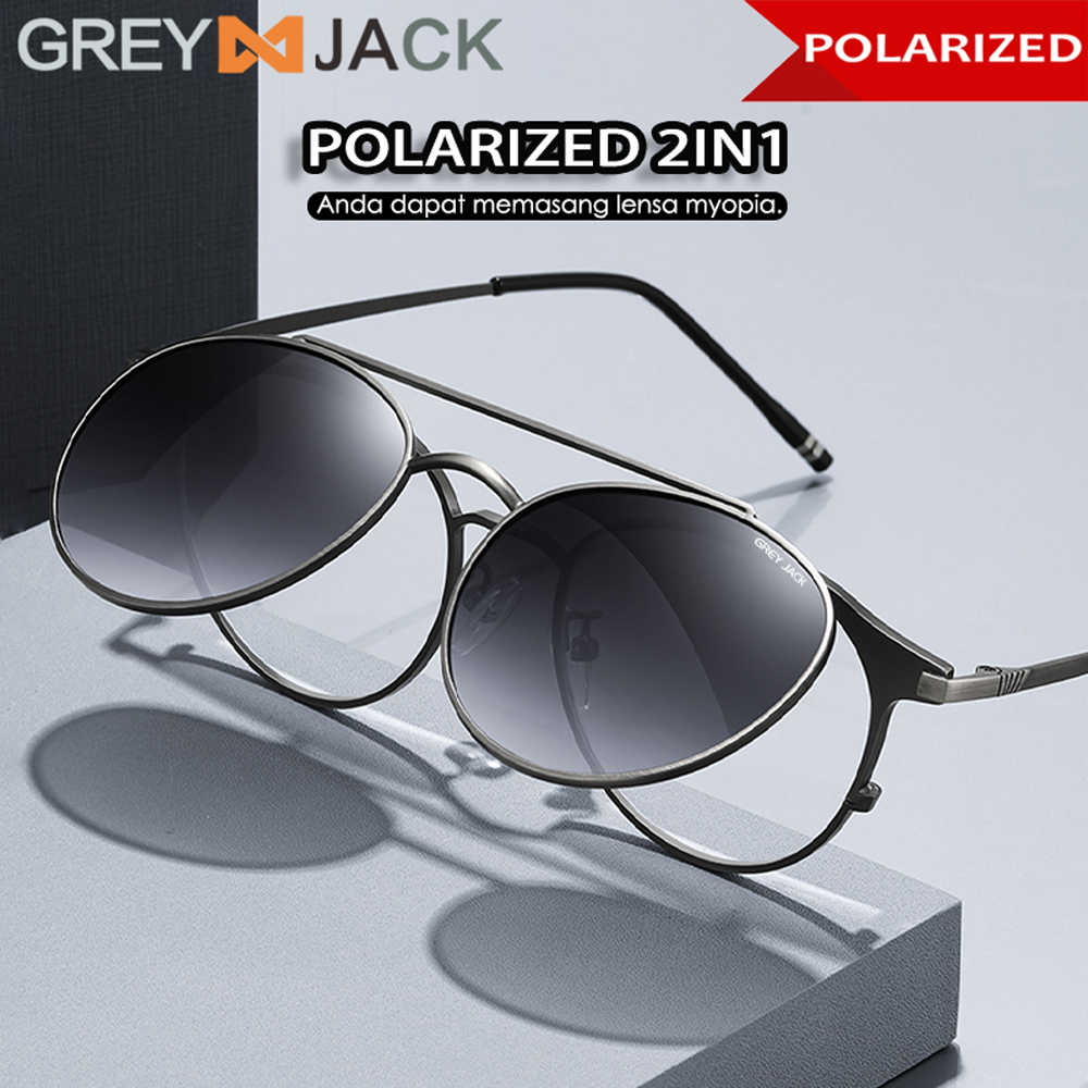 Jual Grey Jack Kacamata Clip On 2in1 Polarized Bahan Metal Keren Bisa Minus Antiradiasi Blueray ...