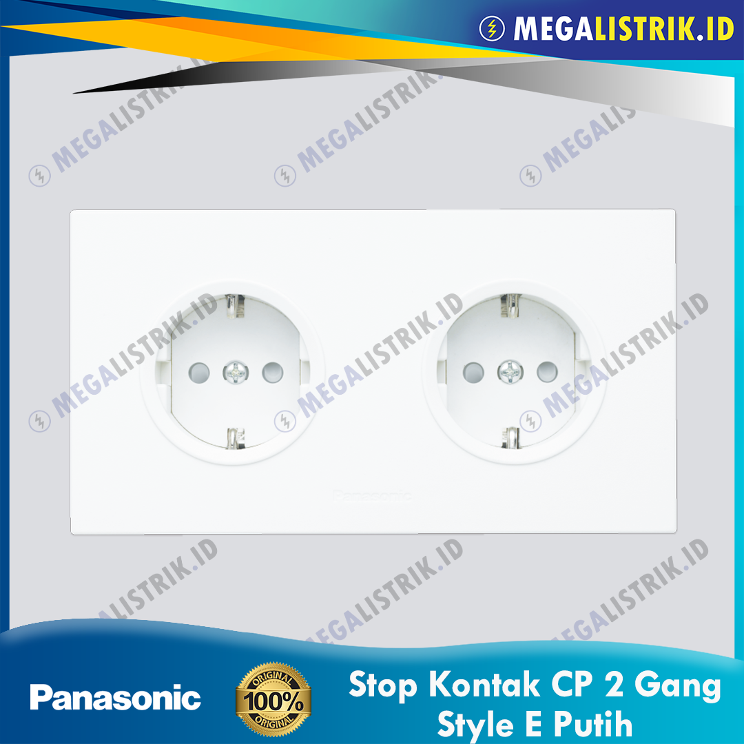 Jual PANASONIC STOP KONTAK 2 GANG STYLE E PUTIH / DOUBLE SOCKET OUTLET ...