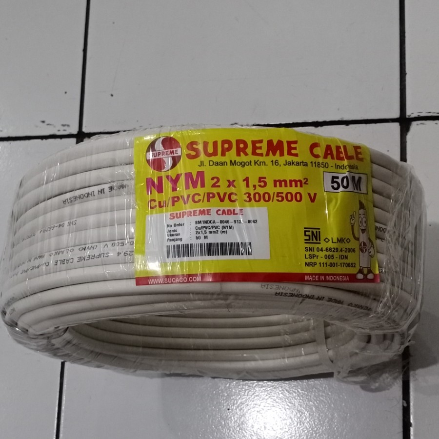 Jual kabel listrik nym 2x1.5 50m supreme cable engkel kawat instalasi | Shopee Indonesia