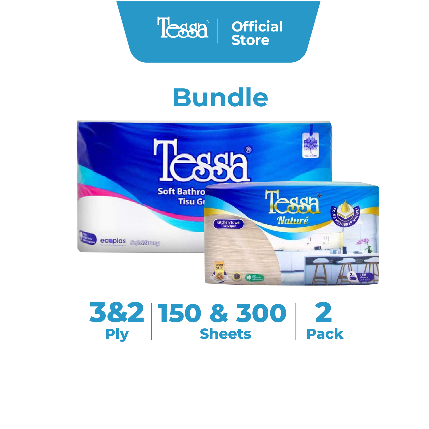 Jual Bundle Tisu Dapur dan Tisu Toilet isi Tissue Tessa Towel Interfold ...