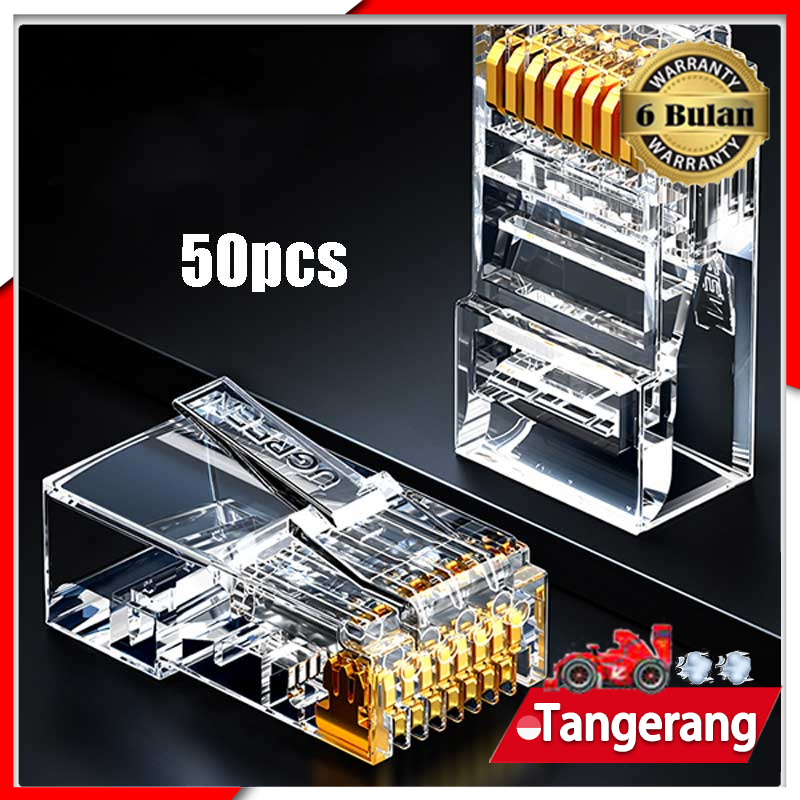 Jual 50pcs/Set Konektor Network Connector RJ45 CAT5 Gold High Speed ...