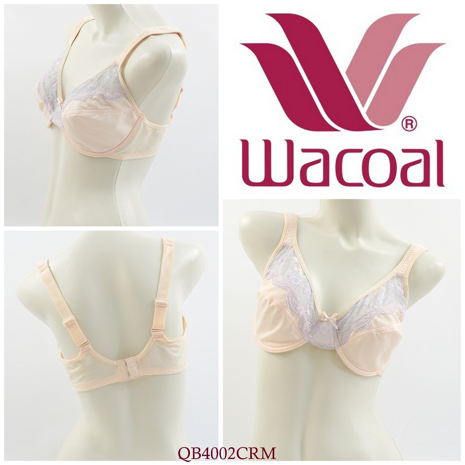 Jual Bra Wanita Kawat Tanpa Busa Full Cup WACOAL Mix Hias Lace Premium Pakaian Dalam QB4002CRM ...
