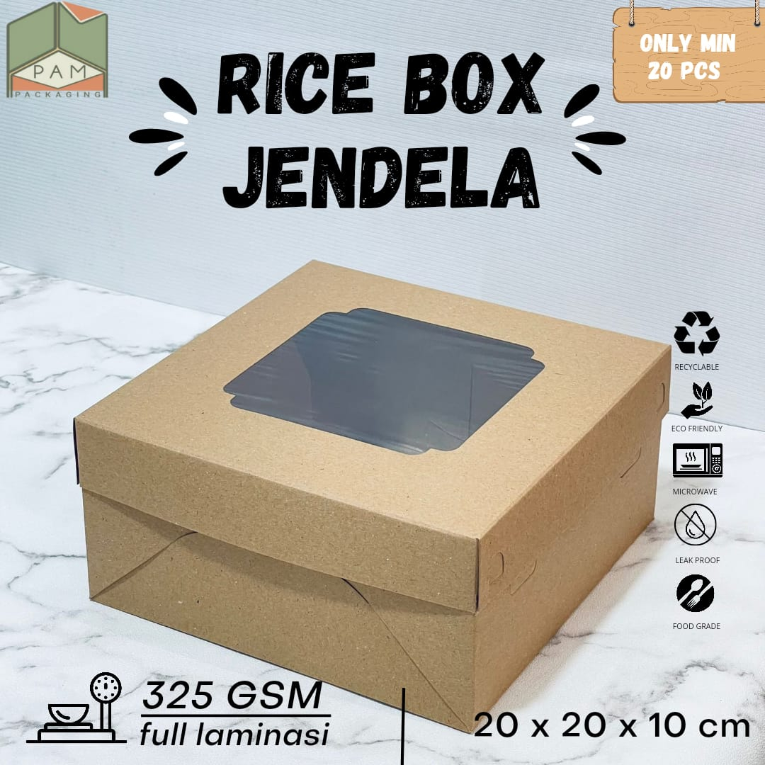 Jual PAPER BOX NASI JENDELA DUS KRAFT 350 TEBAL 18 x 18 MEDIUM LAMINASI ...