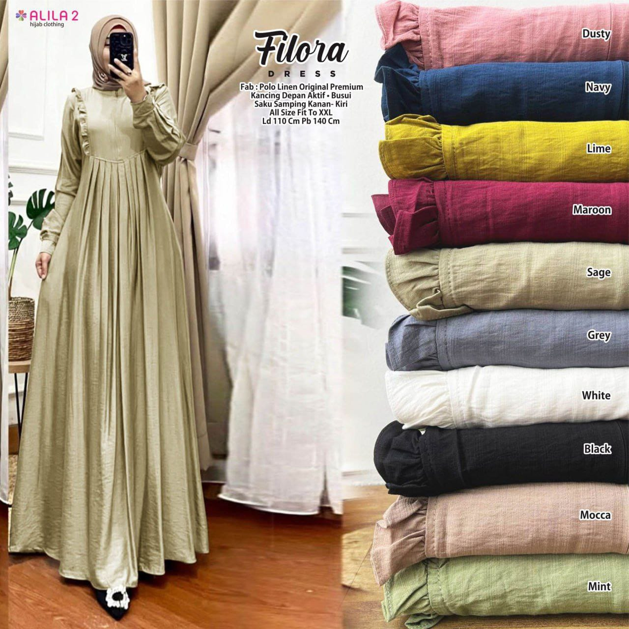 Jual FILORA DRESS POLOS BAHAN POLO LINEN ORIGINAL ALILA | Shopee Indonesia