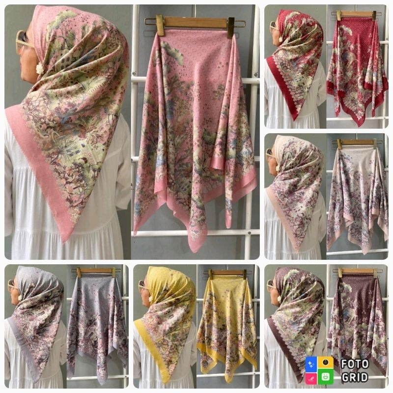 Jual Hijab Segi Empat Motif Terbaru Denay KW Laser Cut Bahan Voal Murah | Shopee Indonesia