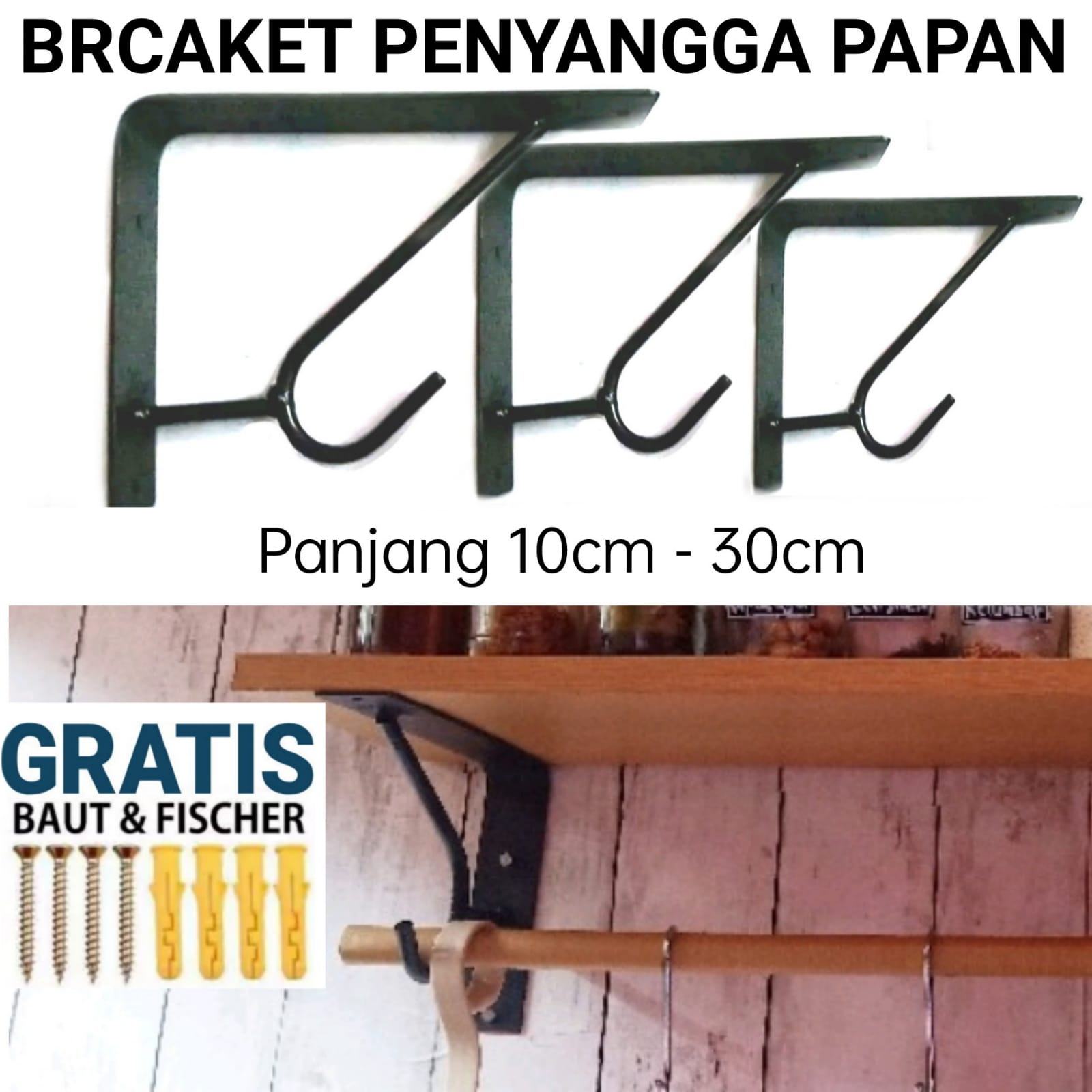 Jual BRACKET / RAK AMBALAN BESI SIKU PENYANGGA / RAK DINDING/KAYU ...