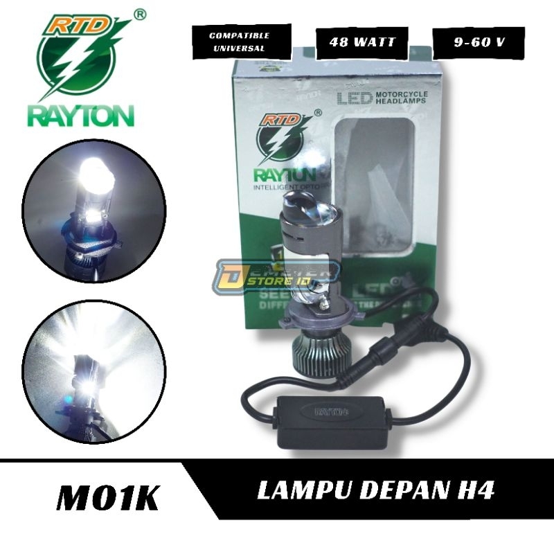 Jual Lampu Utama Projie Mobil Motor Led Rayton M01K-H4 Full White 48Watt Mini Projector M01K H4 ...