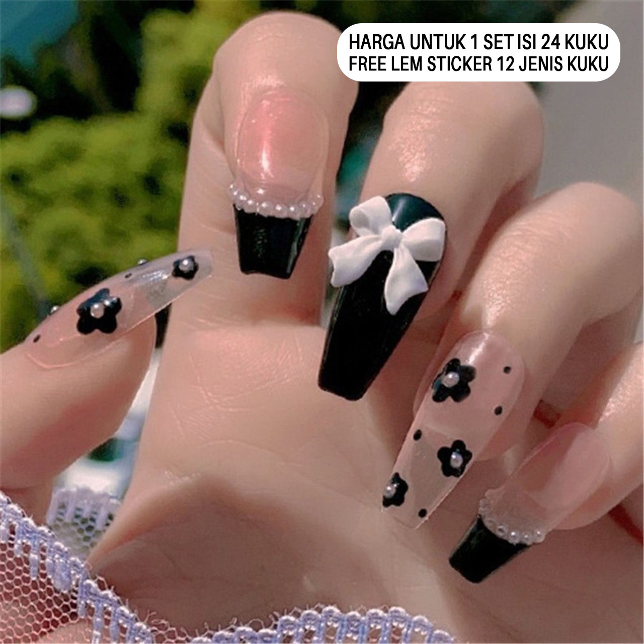 Jual Kuku palsu 3d nail art timbul lucu fake nails panjang estetik ...