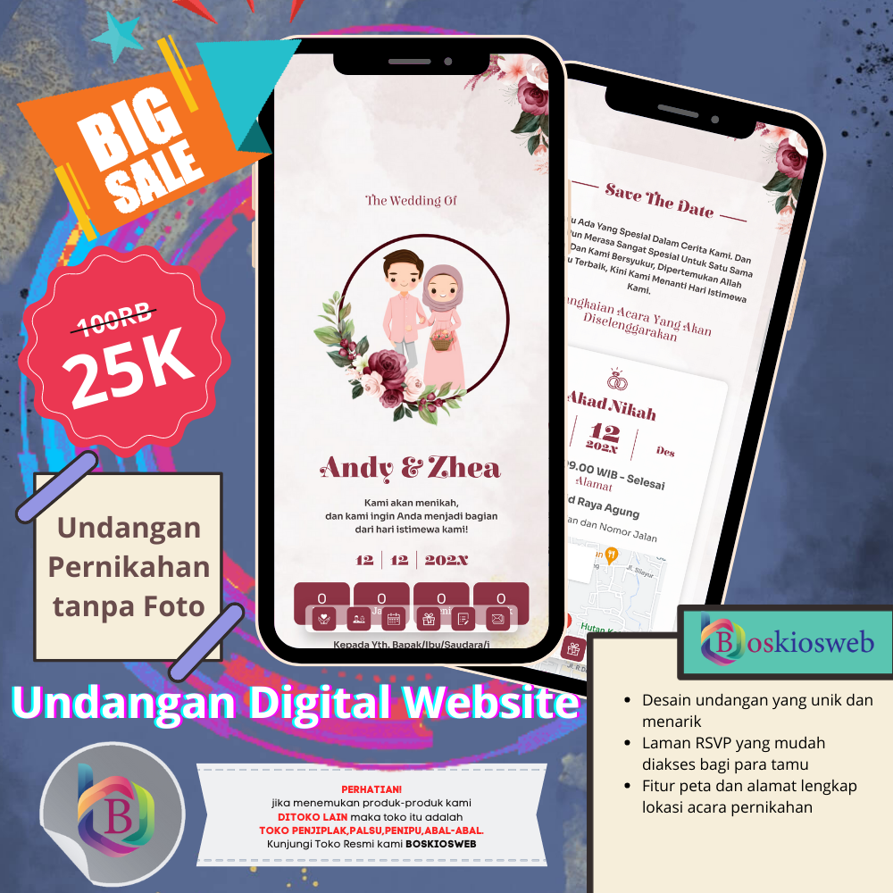 Jual undangan digital website tanpa foto | wedding invitation digital ...