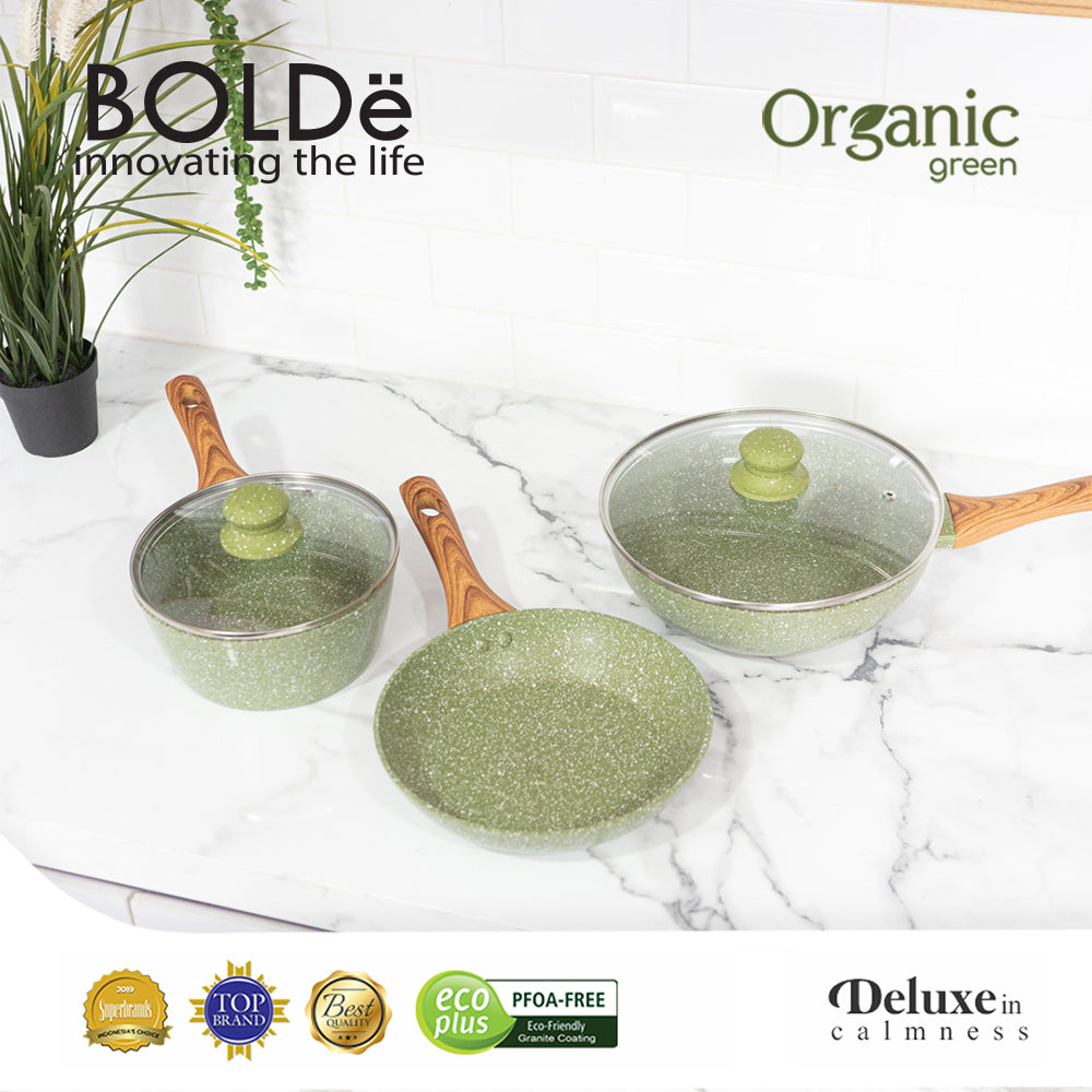 Jual BOLDE ORGANIC GREEN COOK WARE SET COATING PAN 5 PCS | Shopee Indonesia