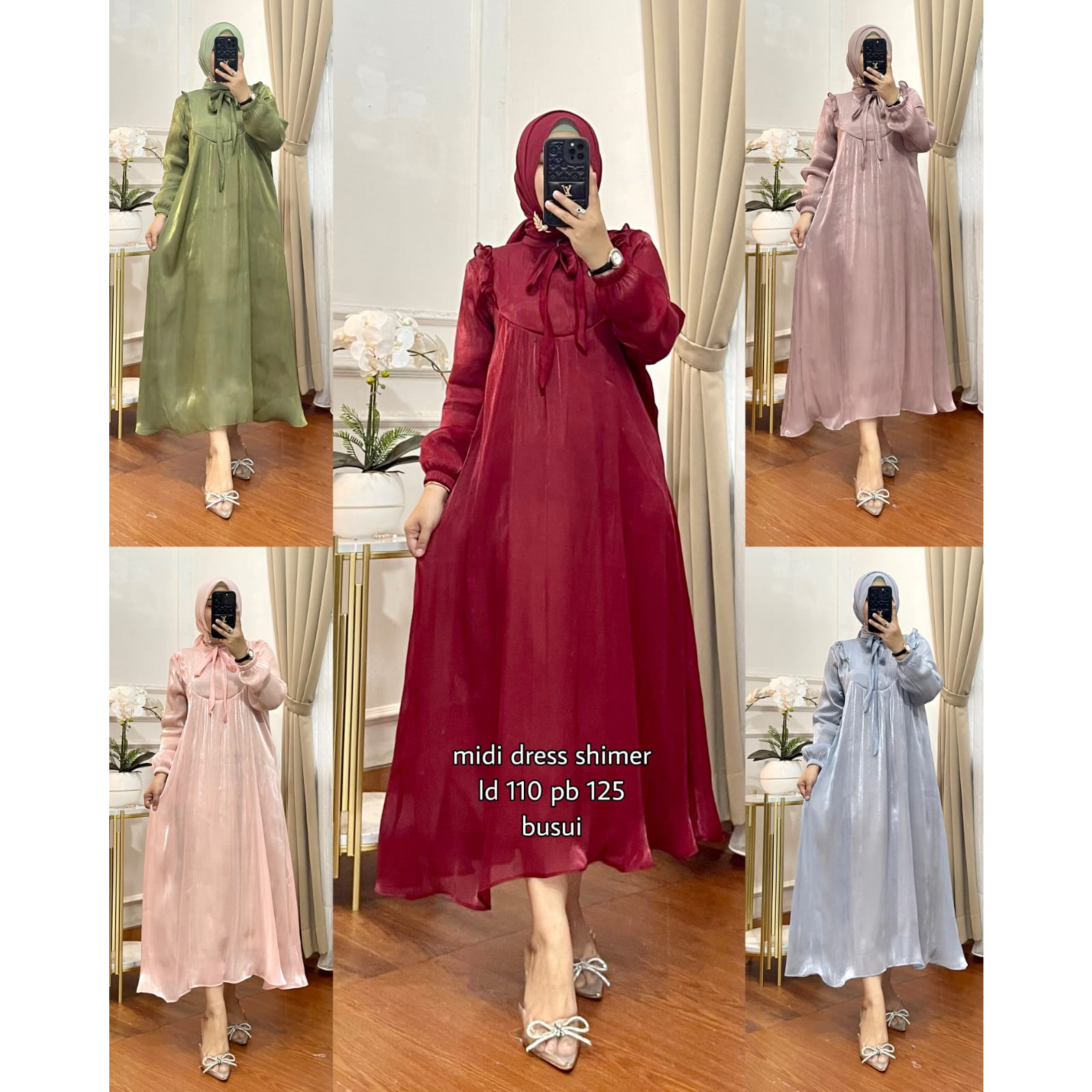 Jual Midi Dress Pesta Shimer Silk Premium Busui full furing Simple ...