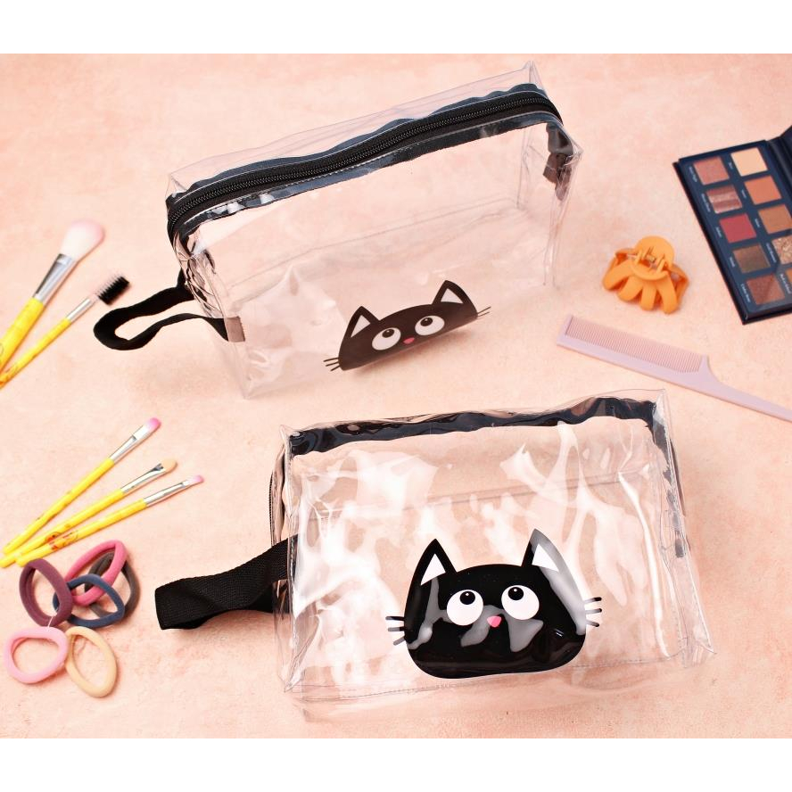 Jual Dompet Kosmetik Wanita Transparan Seri Cat Hitam Aesthetic Pouch ...