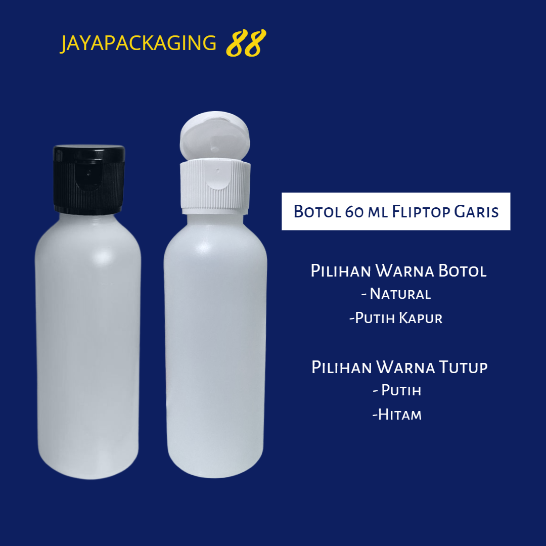 Jual JP88 BOTOL PLASTIK 60ML FLIPTOP BULAT BAHAN TEBAL FLIP CAP GARIS ...