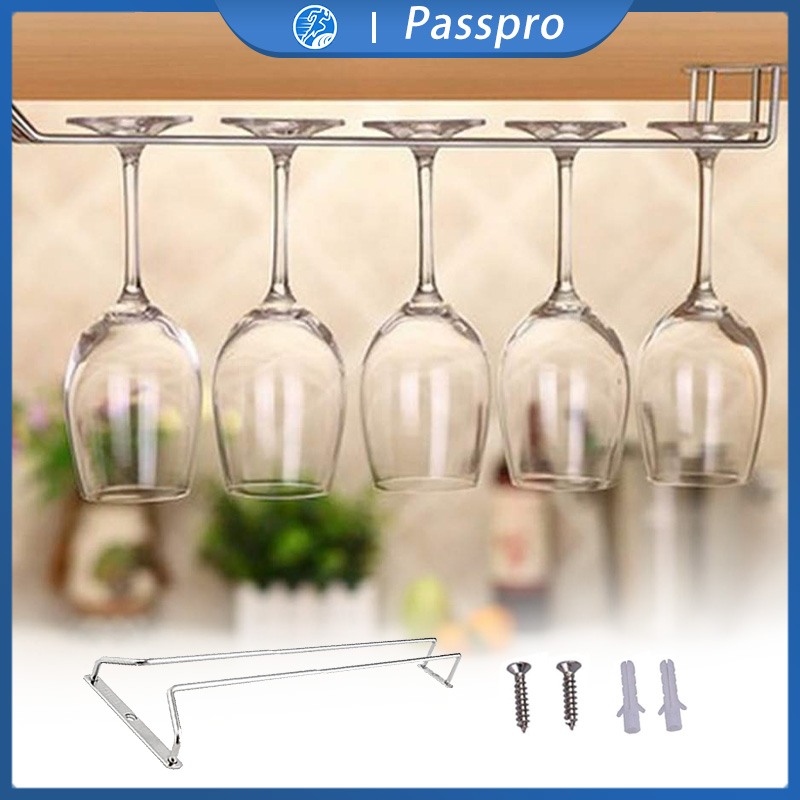 Jual Gantungan Gelas Wine 1 Baris Rak Gelas Gantung Stainless Minibar | Shopee Indonesia