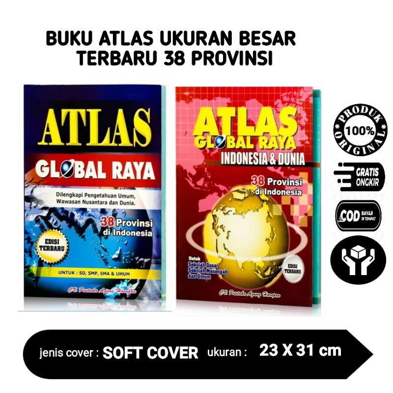 Jual BUKU ATLAS UKURAN BESAR TERBARU 38 PROVINSI DI INDONESIA DAN DUNIA ...