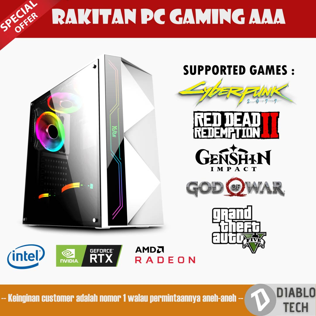 Jual PC GAMING GAME BERAT LIVESTREAMING EDITING DLL, FT i3 GEN 12 | RTX ...