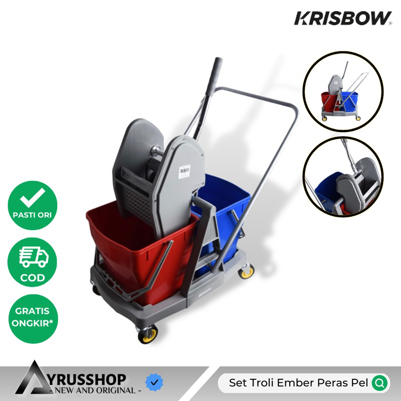 Jual Set Troli Ember Pel Peras 4 Roda 34Ltr Krisbow Bucket Wringer ...