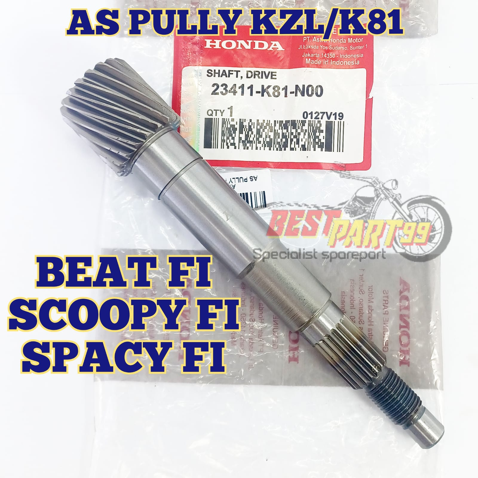 Jual As pully K81/KZL shaft-drive 23411-K81-N00 honda beat fi scoopy fi ...