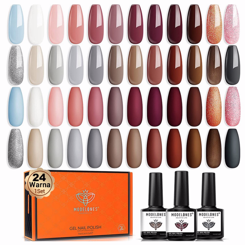 Jual Modelones Gel Nail Polish Kit 24Pcs Pastel Musim panas 20 Warna ...