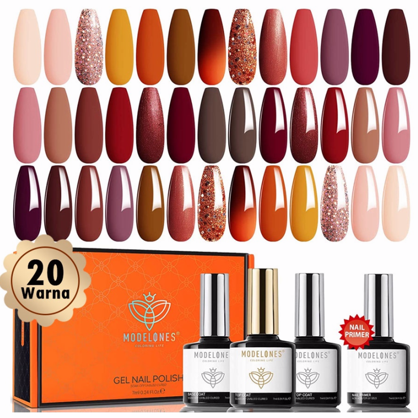 Jual Modelones Gel Nail Polish Kit 24Pcs Pastel Musim panas 20 Warna ...