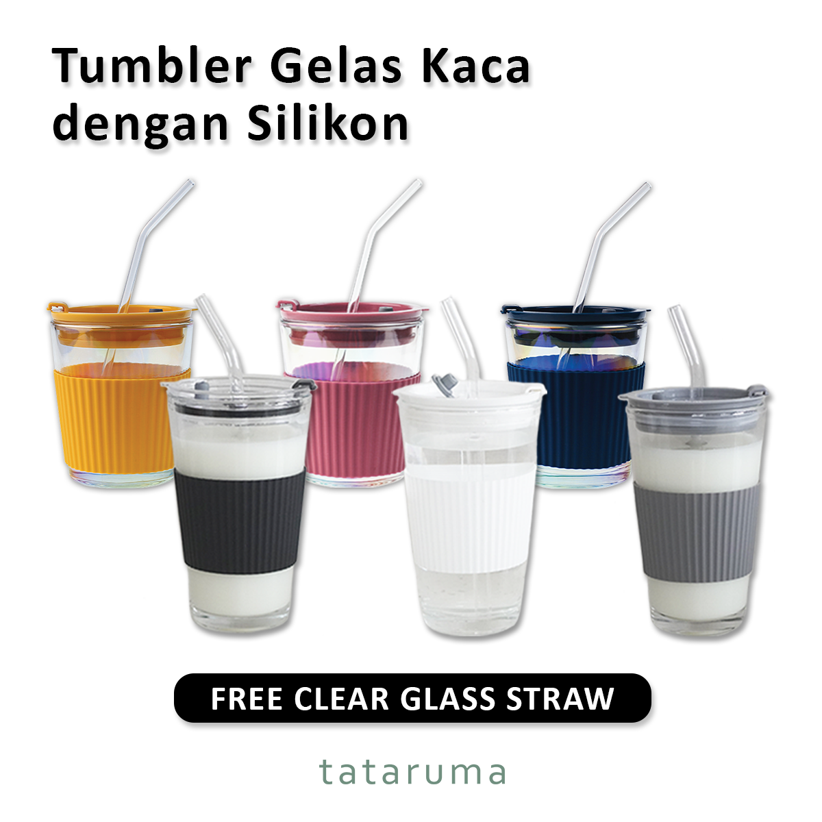 Jual TATARUMA Ataru - Tumbler Gelas Kaca Tahan Panas Dingin Anti Bocor 350ml 450ml | Shopee ...