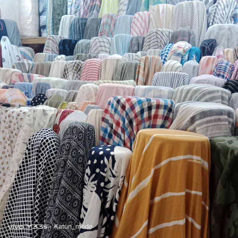 Jual bahan kain linen kembang dll motif salur per(0.50meter) | Shopee ...