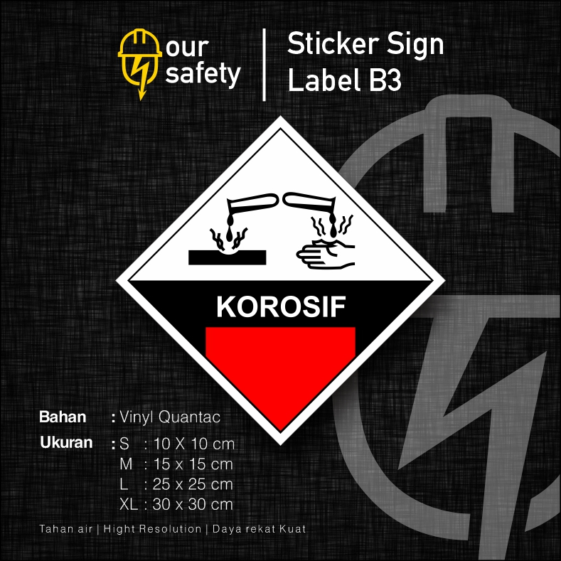 Jual Sticker Simbol Label Limbah B3 - KOROSIF , Kuat Tahan Air ...