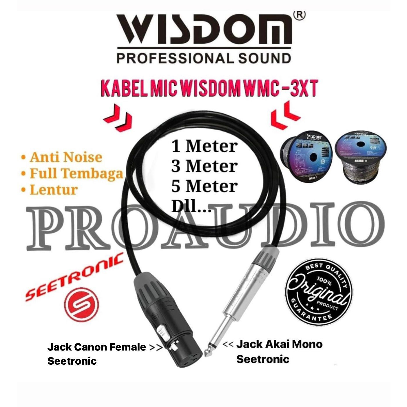 Jual KABEL MIC WISDOM JACK XLR FEMALE TO AKAI MONO SEETRONIC ORIGINAL 1 ...