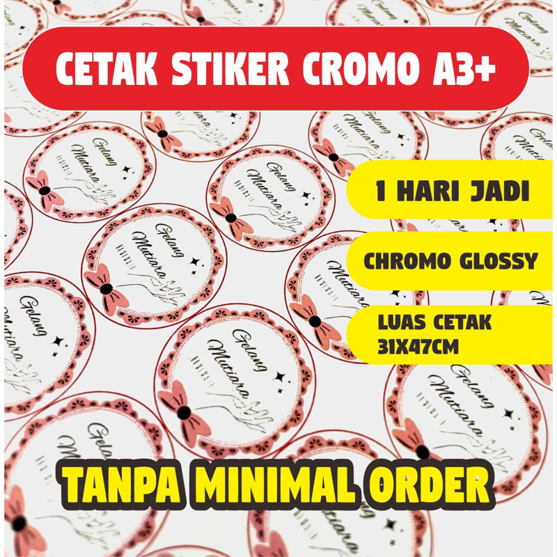 Jual CETAK STIKER KEMASAN / LABEL MAKANAN BAHAN CROMO GLOSSY | Shopee ...