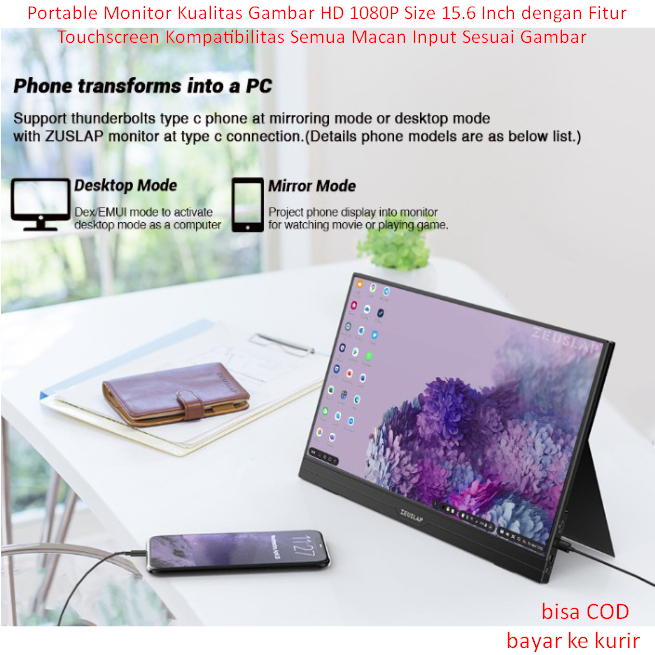 Jual Portable Monitor Kualitas Gambar HD 1080P Size 15.6 Inch dengan ...