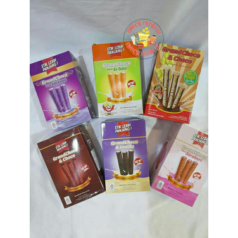 Jual Grand Choco Wafer Roll Box ( 1 Box isi 24 pcs @8gram ) | Shopee ...