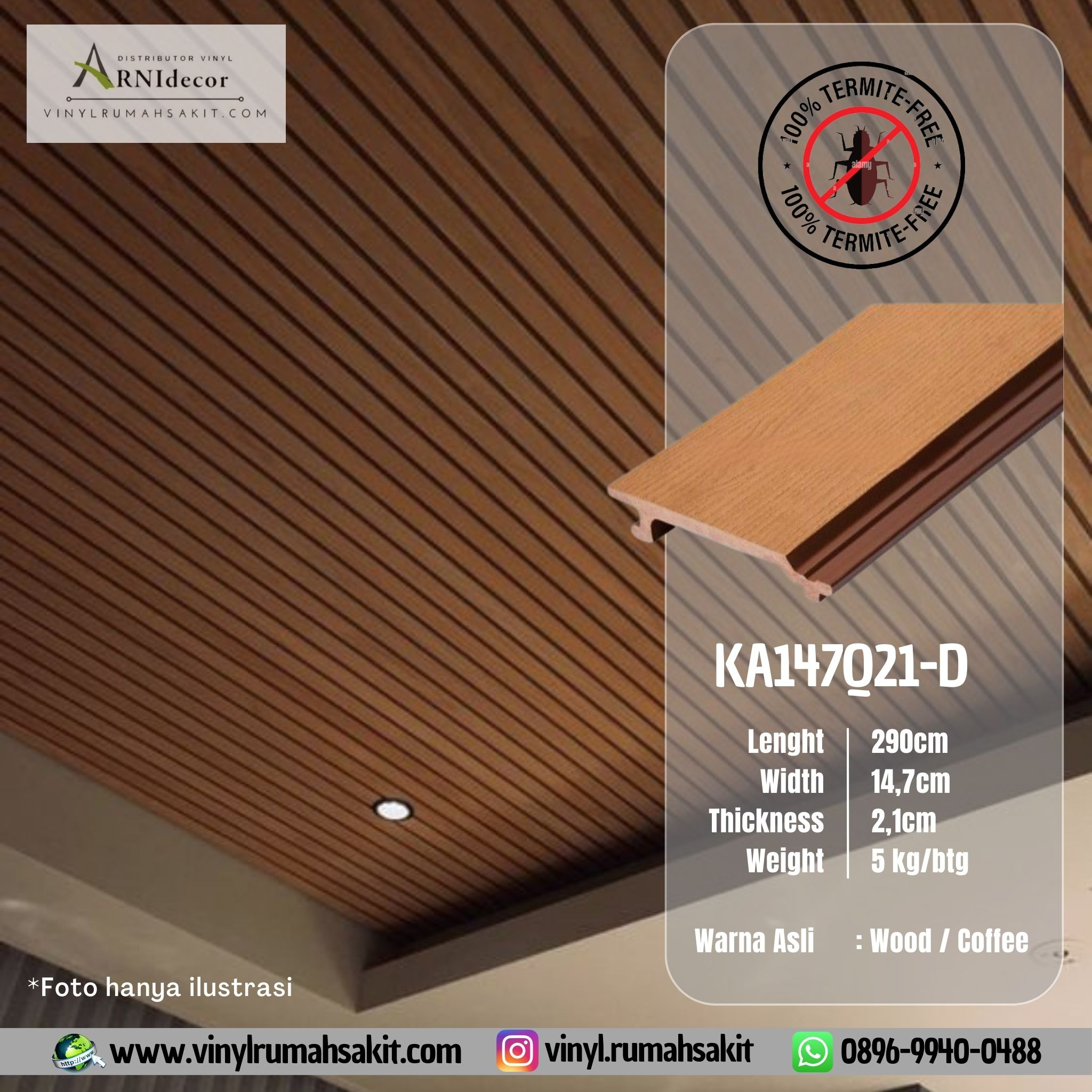 Jual WPC Decking Plafon Outdoor/Indoor type KA147Q21-D | Shopee Indonesia