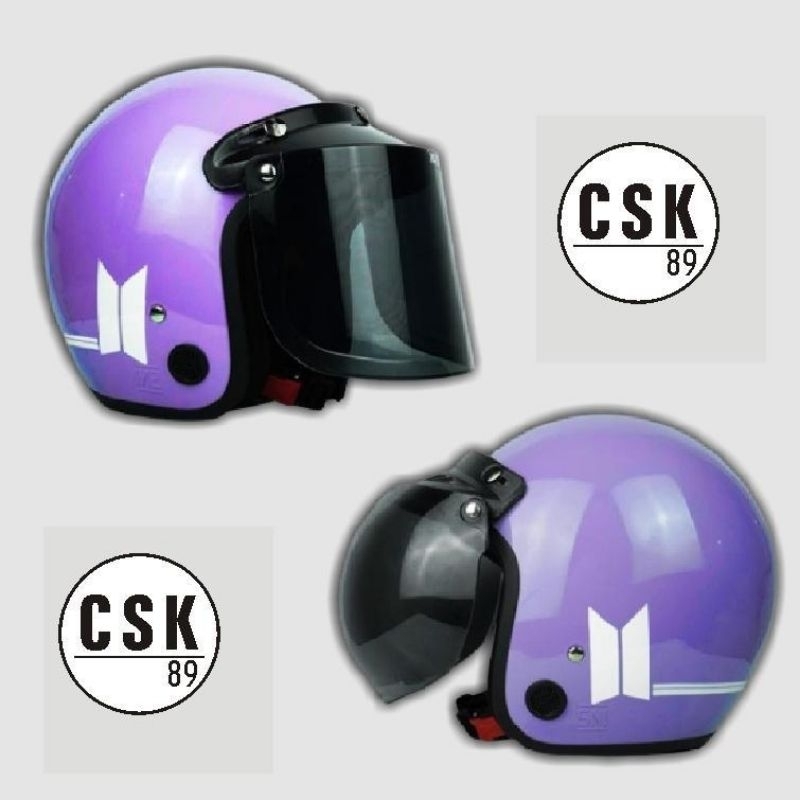 Jual HELM BOGO FULL LEHER DEWASA MOTIF BTS KACA DATAR - KACA CEMBUNG ...