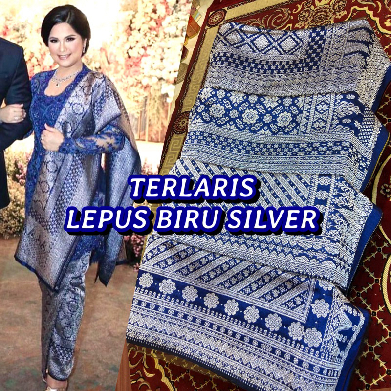 Jual Songket Lepus Halus Biru TERLARIS /Songket Tenun Palembang asli Tenun Tangan/ilham songket ...