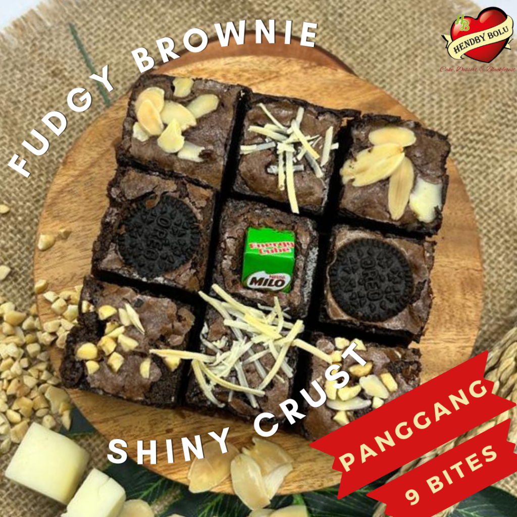 Jual Brownies Sekat 9 / Mini Fudgy Brownies Shiny Crust Kacang Alamond Mede Keju Ukuran 10X10cm ...