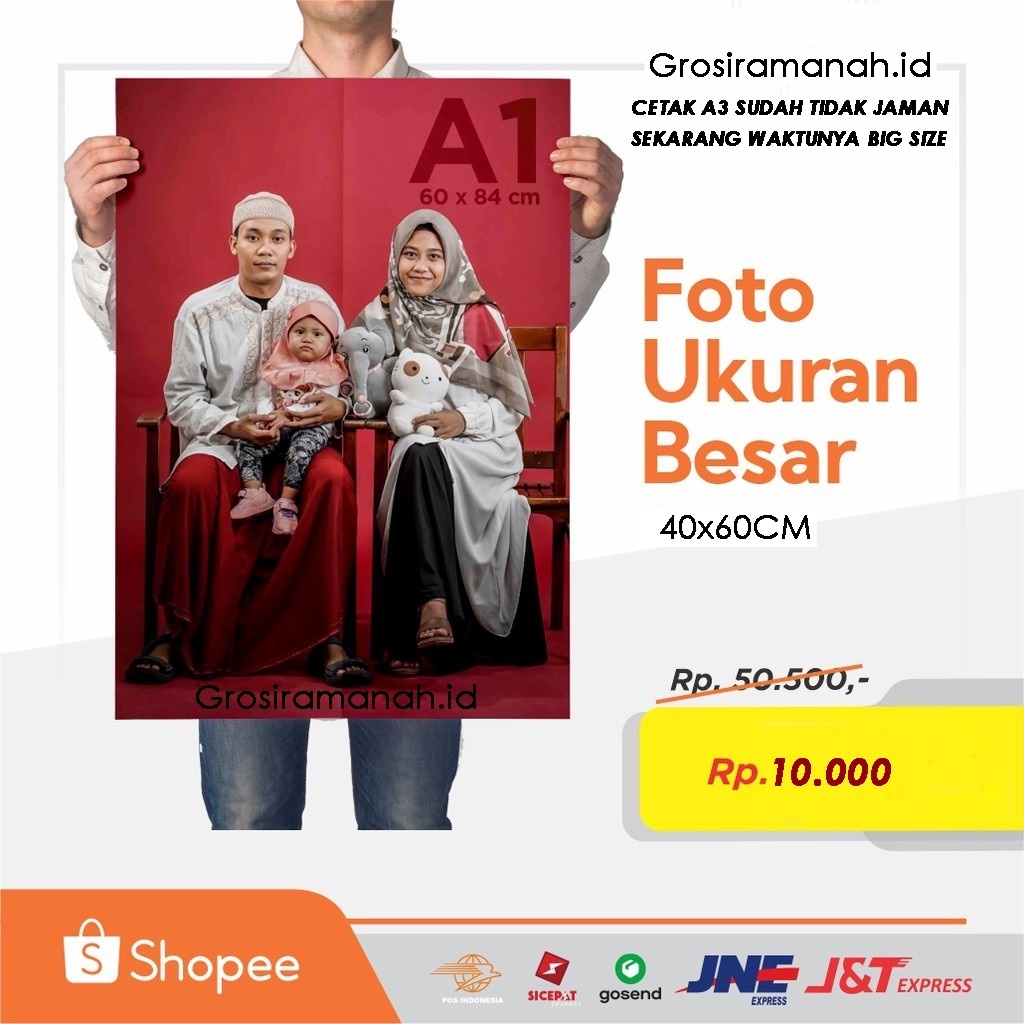 Jual Cetak Foto / poster besar ukuran 60 & 90 cm free design 1 jam jadi ...