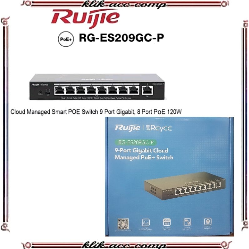 Jual Ruijie RG-ES209GC-P , Cloud Managed 9 Port Gigabit PoE+ Switch ...