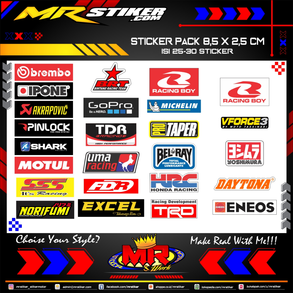 Jual Stiker Racing pack Sponsor roadrace balap Mx Motocross kata-kata ...