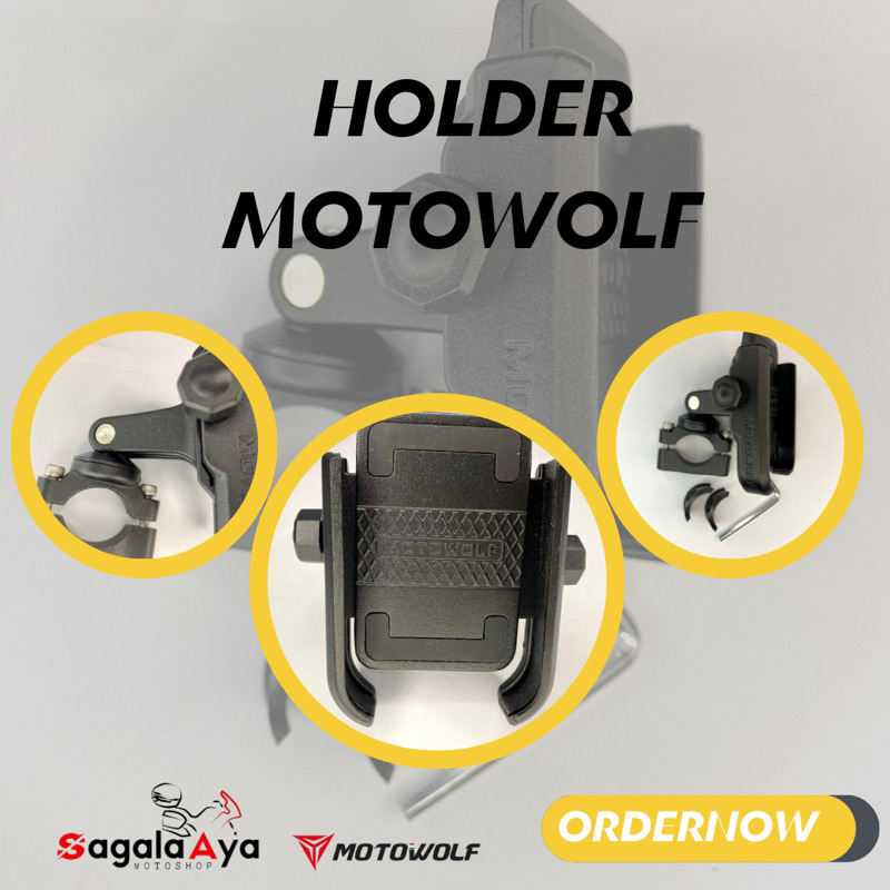 Jual Phone Holder Motowolf stand holder HP sepeda motor dudukan jepit ...