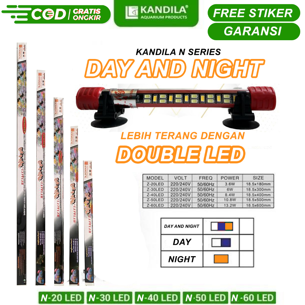 Jual Lampu Celup Aquarium KANDILA Z series 2 LED 20.30.40.50.60.80.100 ...