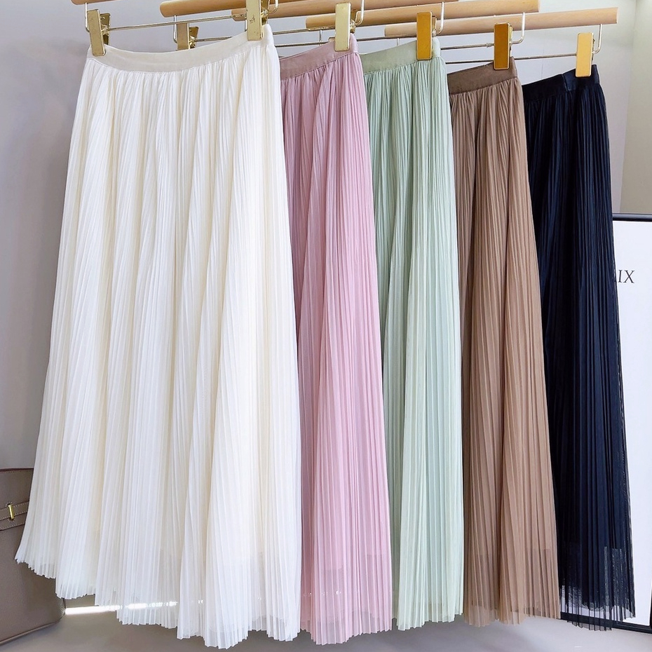 Jual 3 Layers rok tutu lipit gaya Korea baru rok panjang jala Kenakan ...