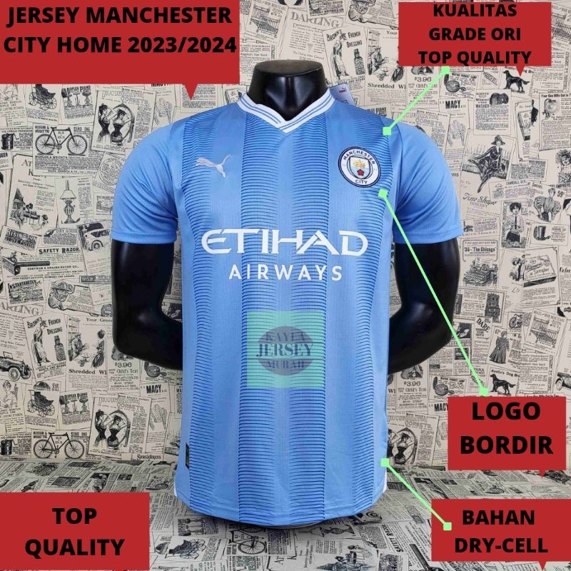 Jual JERSEY BOLA MANC CITY HOME 2023 2024 GRADE ORI TOP QUALITY | Shopee Indonesia